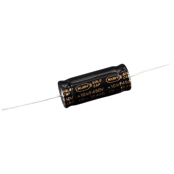 Ruby Tube Gold 10uF 450V Axial Capacitor