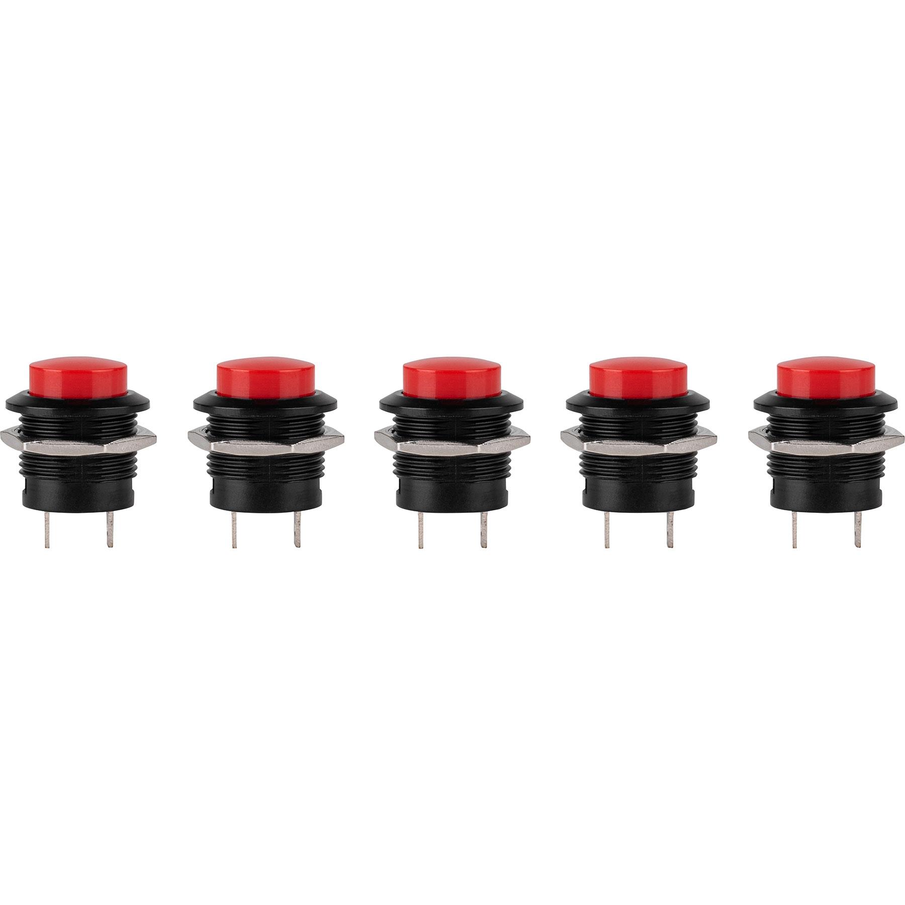 SPST NO Momentary 16mm Red Push Button Switch 5-Pack 6A 125V