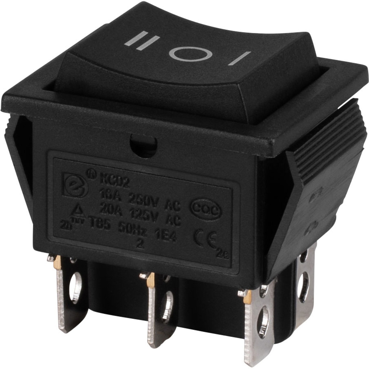 DPDT 3 Position Momentary Rocker Switch 20A 125 VAC with Center Off