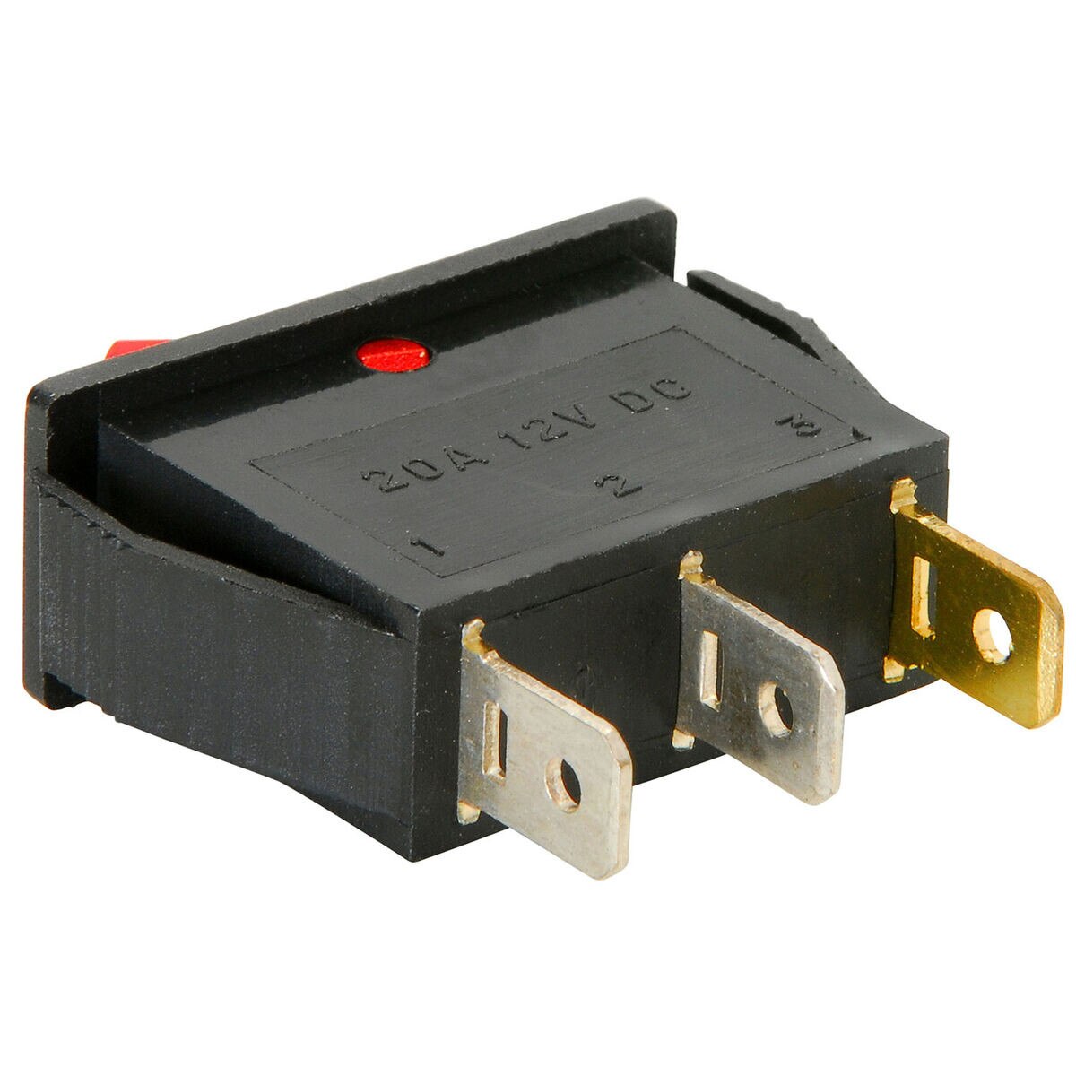 SPST Small Rocker Switch w/Red Illumination 12VDC