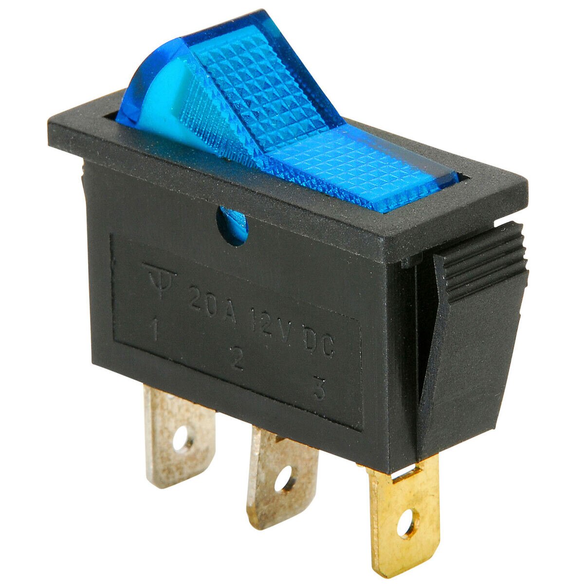 Parts Express SPST Large Rocker Switch w/Blue Illumination 12VDC