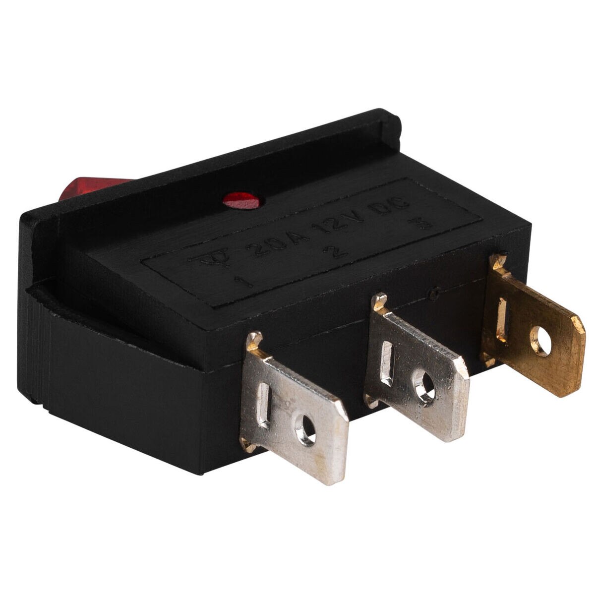 SPST Large Rocker Switch w/Red Illumination 12 VDC