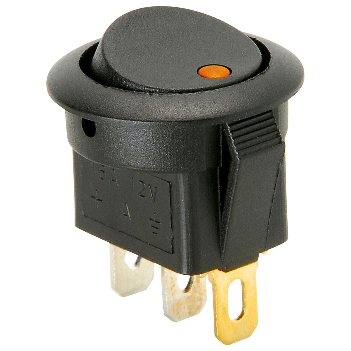 Parts Express SPST Automotive Round Rocker Switch with Amber LED 12V