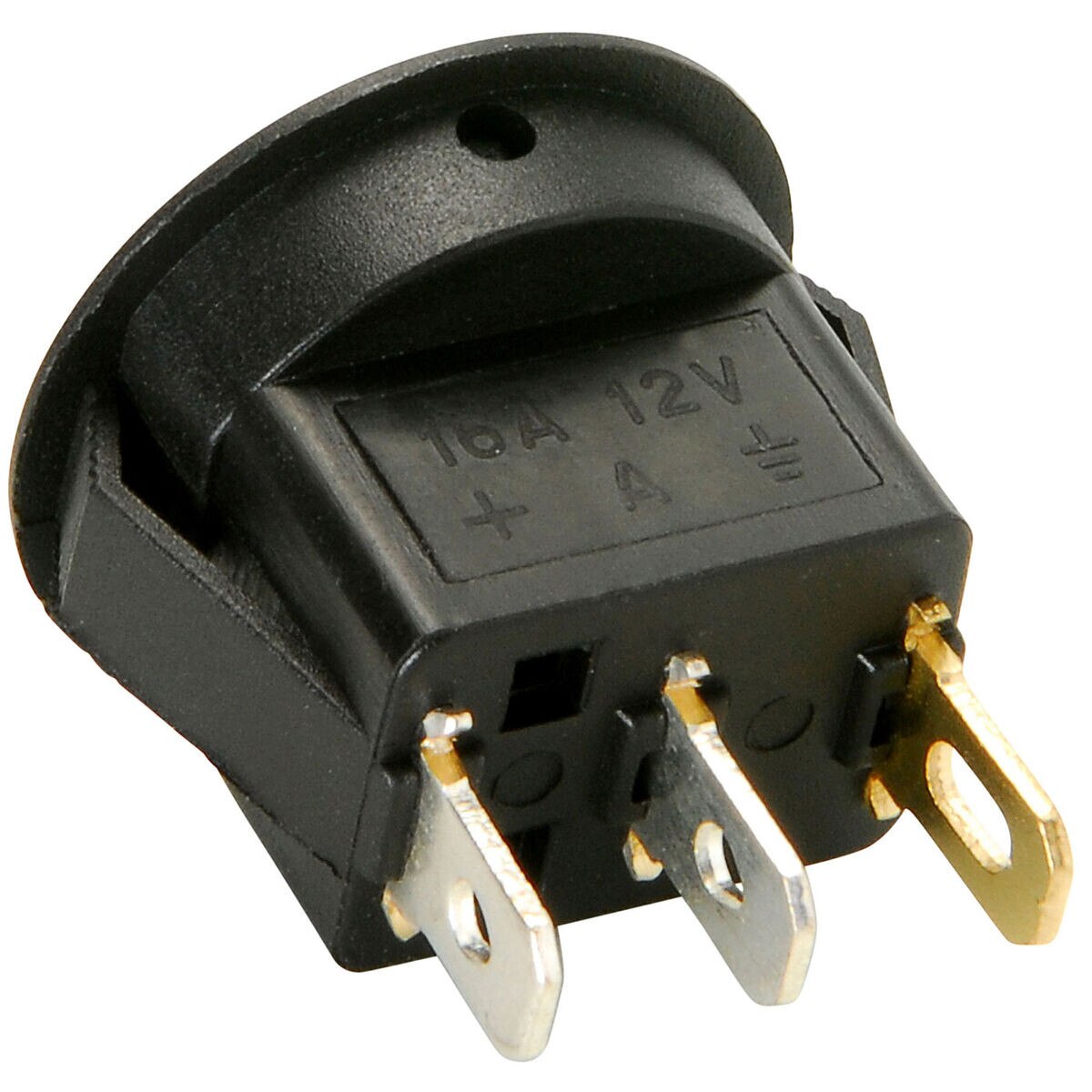 Parts Express SPST Automotive Round Rocker Switch with Green LED 12V