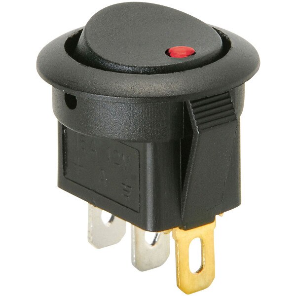 SPST Automotive Round Rocker Switch with Red LED 12V
