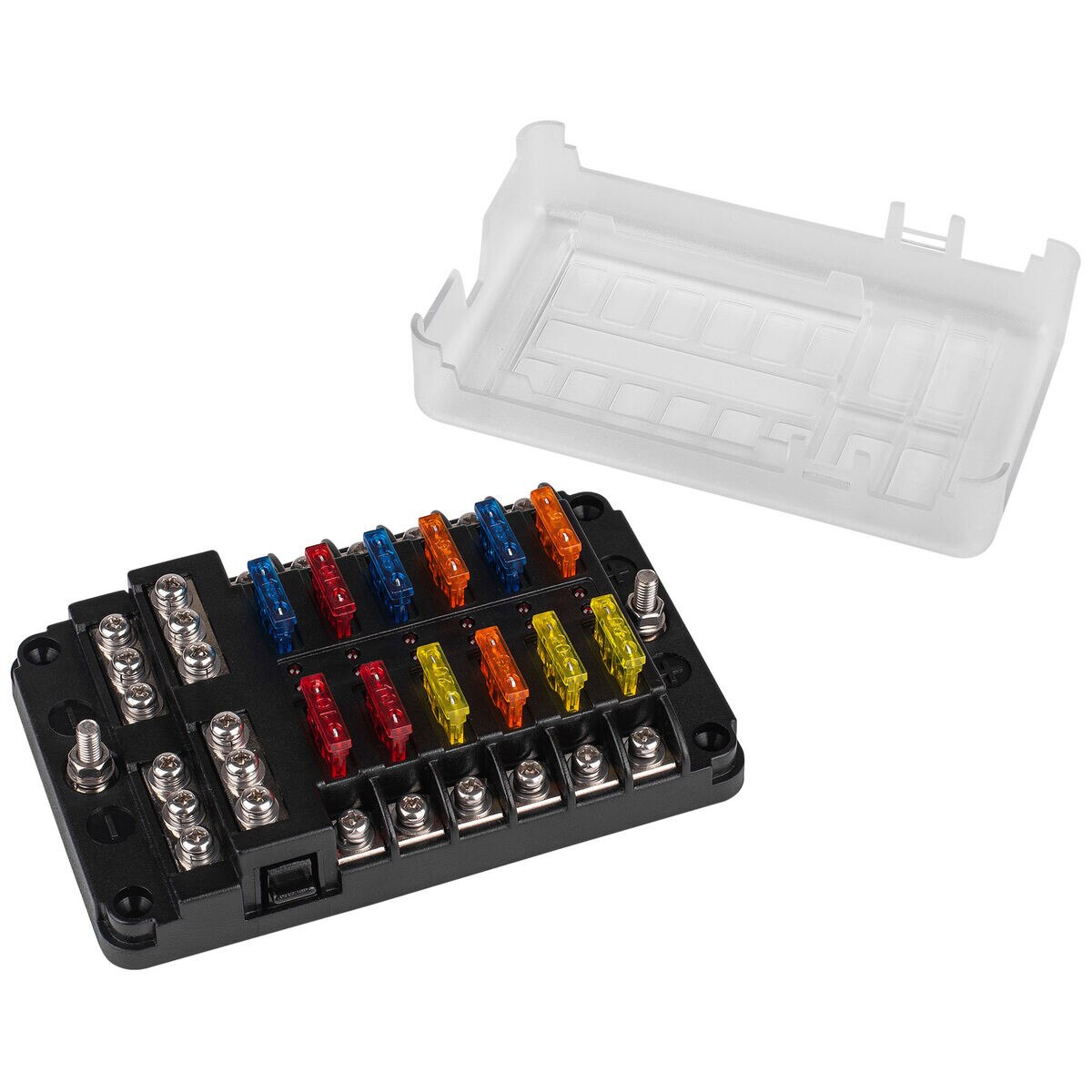 12-Way ATC/ATO Blade Fuse Block with Individual LED Status Lights ...