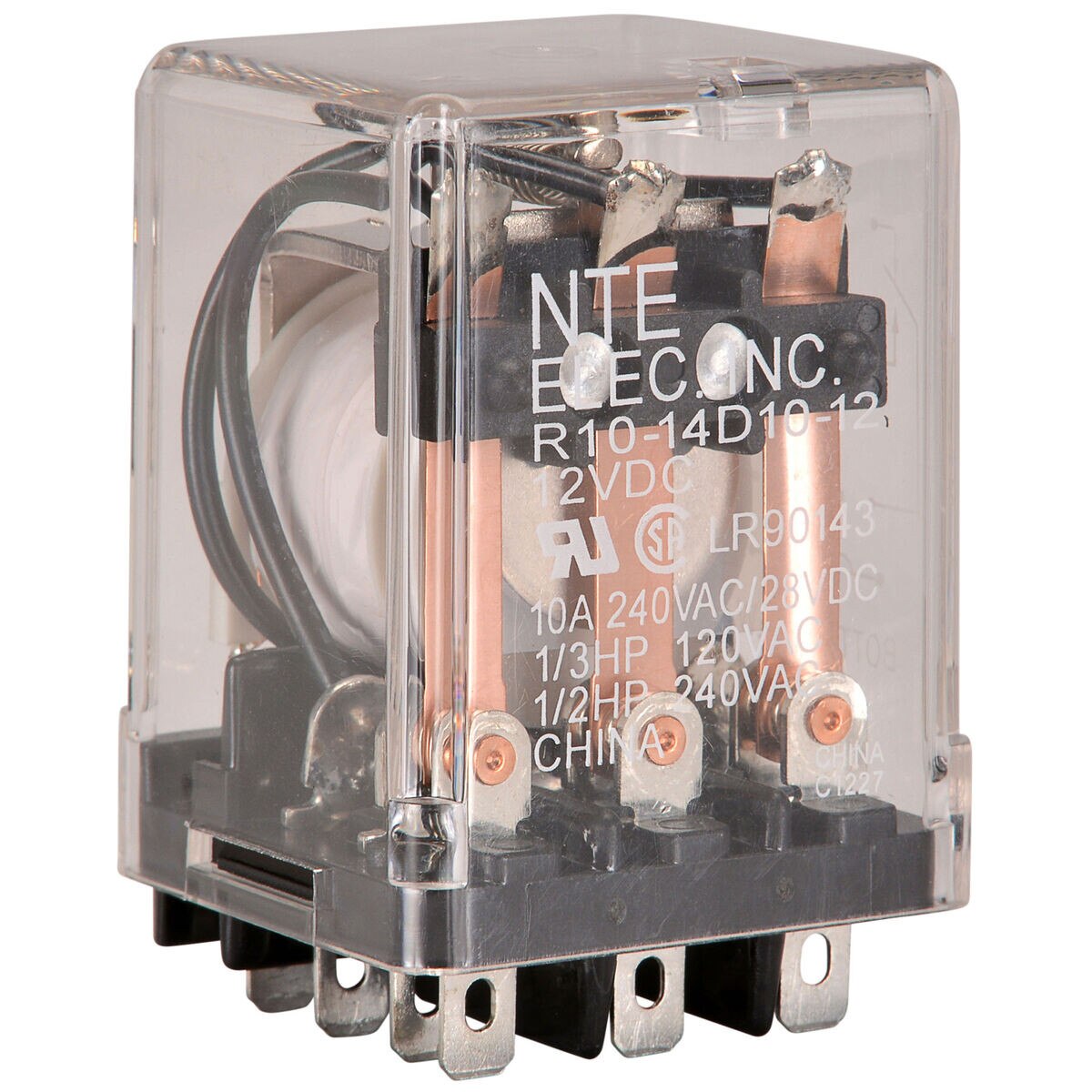 NTE R10-14D10-12 10A 12 VDC 3PDT Ice Cube Relay
