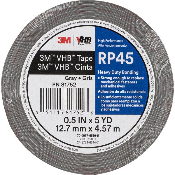 3M RP45 1/2" x 5 yd. 45 Mil Gray VHB Tape