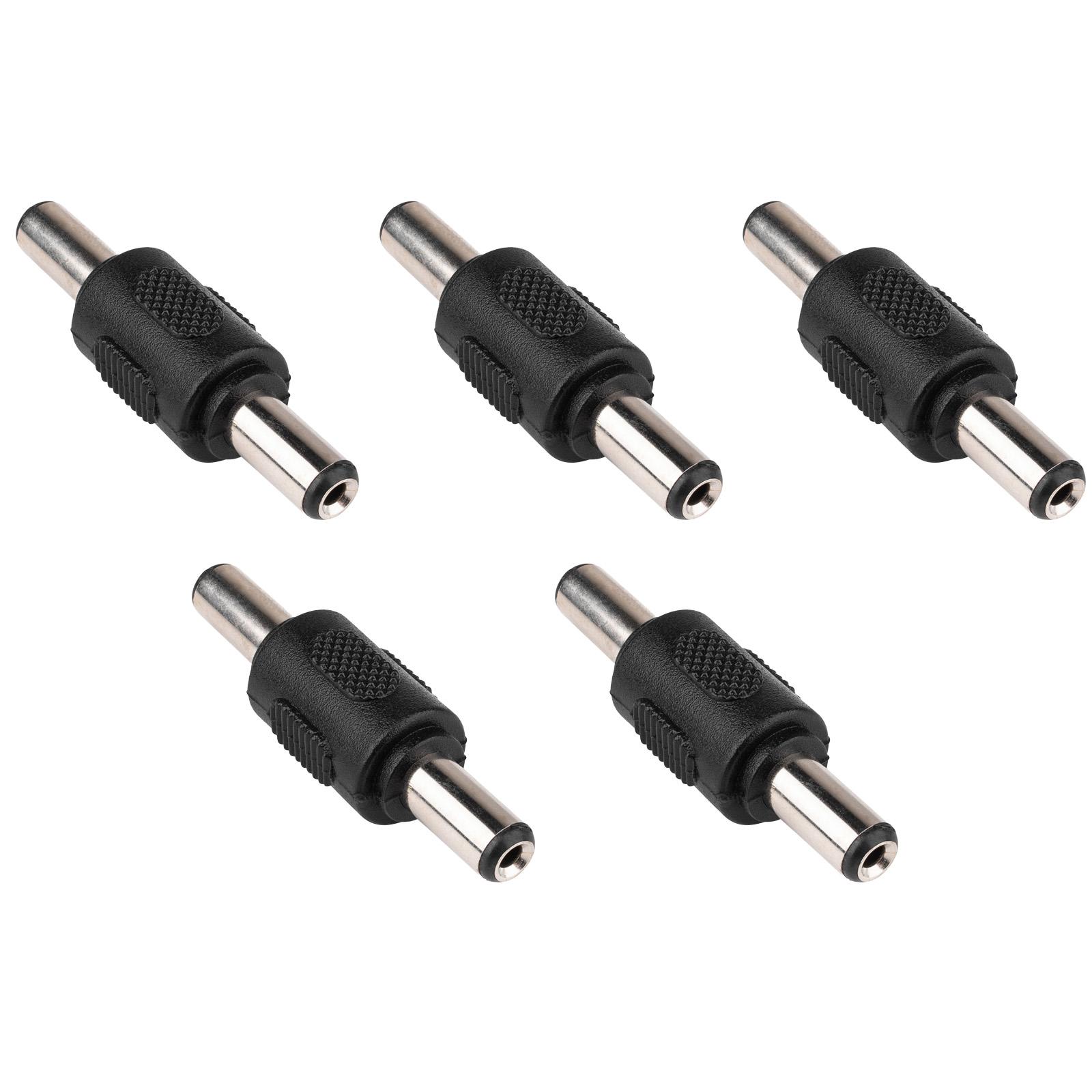 2.1mm Male to Male DC Barrel Power Coupler 5-Pack