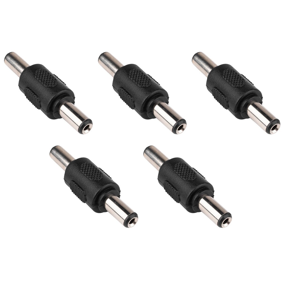 2.1mm Male to Male DC Barrel Power Coupler 5-Pack
