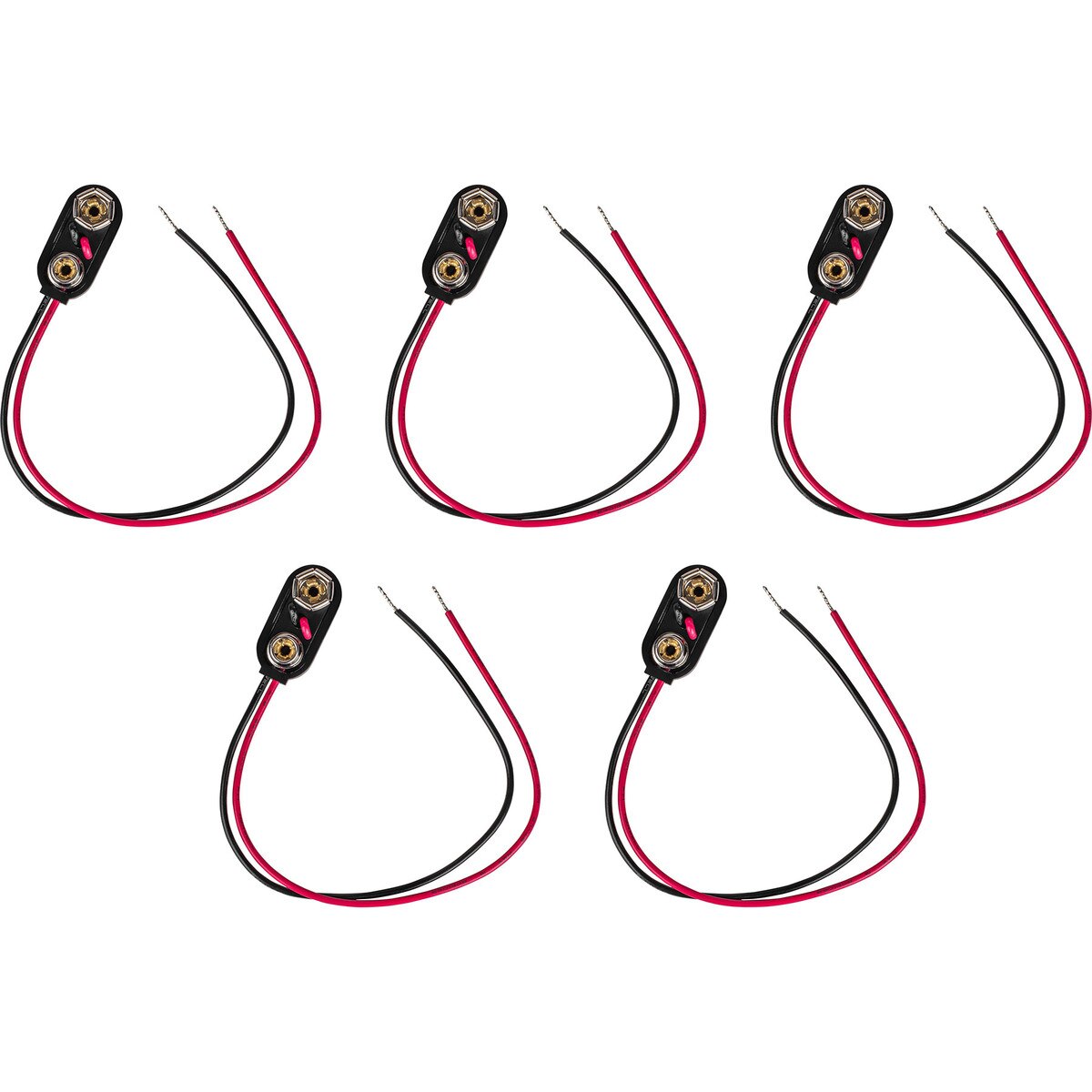 5-Pack Snap-type Hard Plastic I-Style Battery Clip Connector for 9V ...