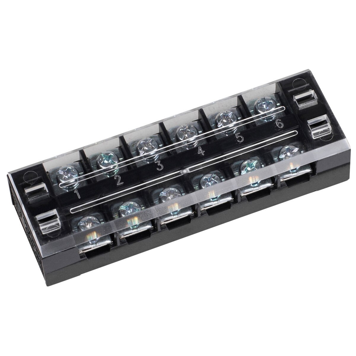 6 Pole 25A Barrier Terminal Strip with Snap-on Clear Plastic Cover