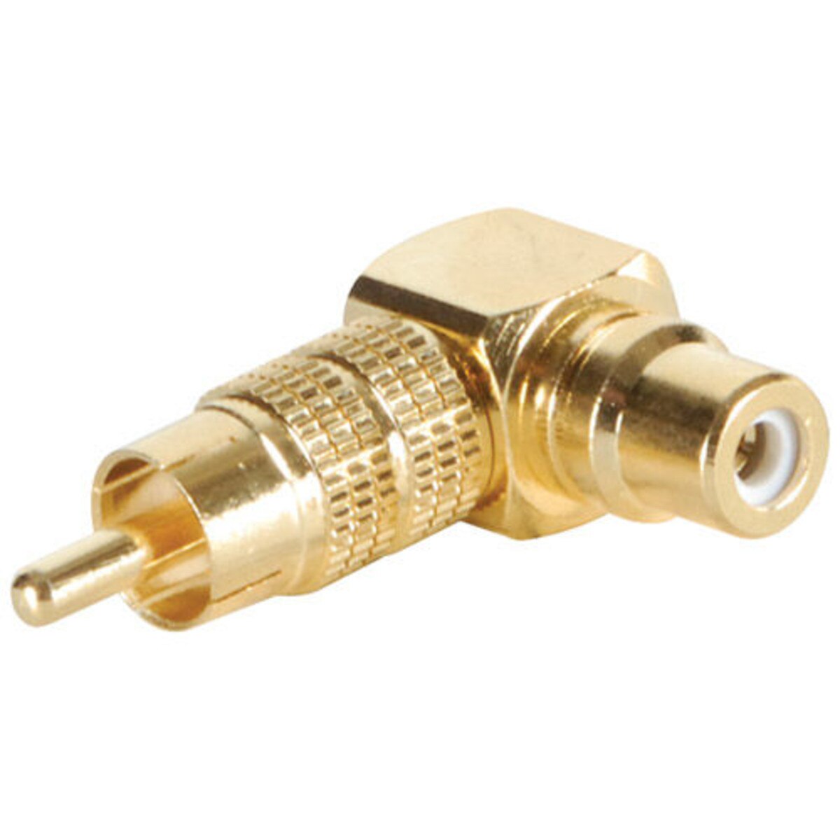 Gold RCA Right Angle Adapter Long