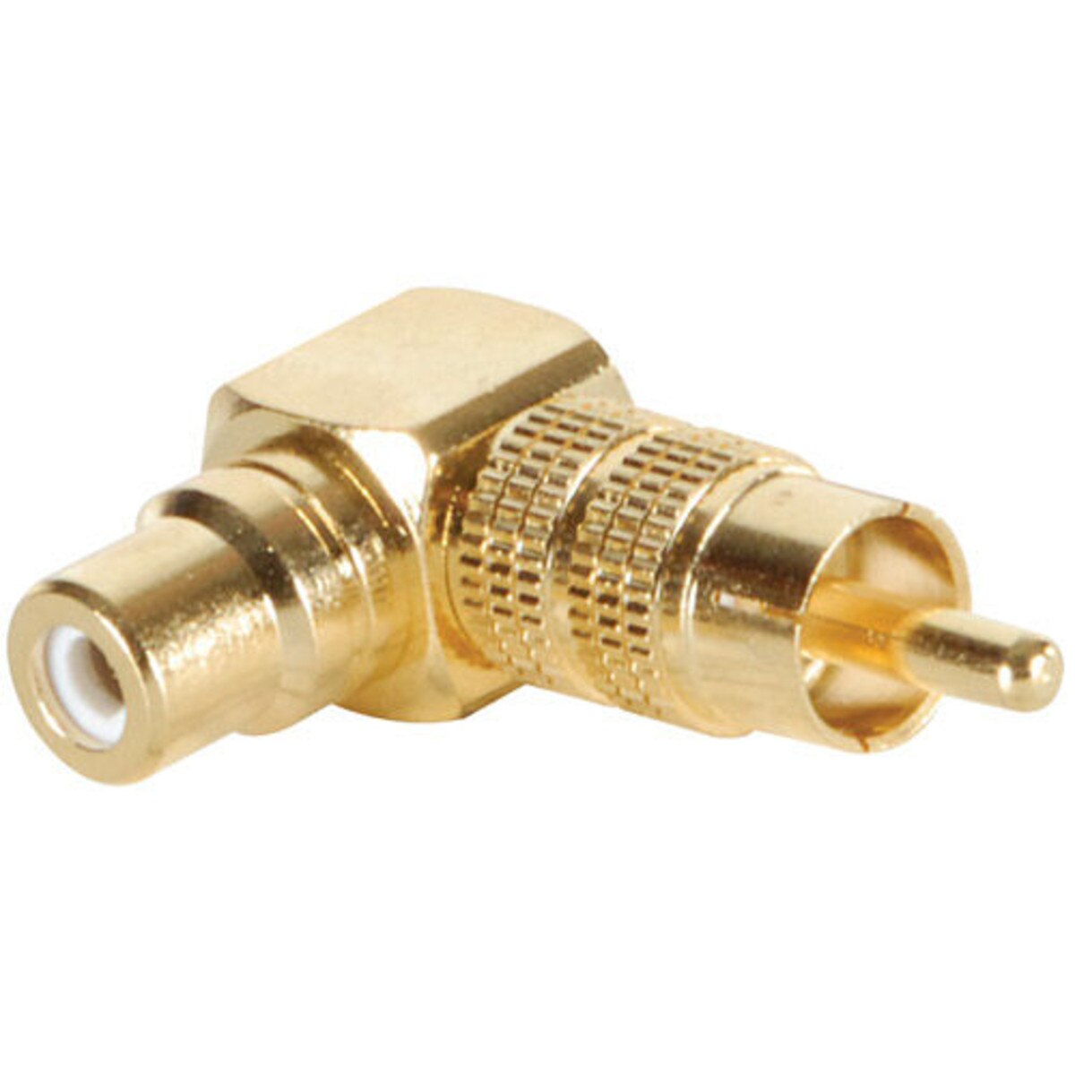 Gold RCA Right Angle Adapter Long