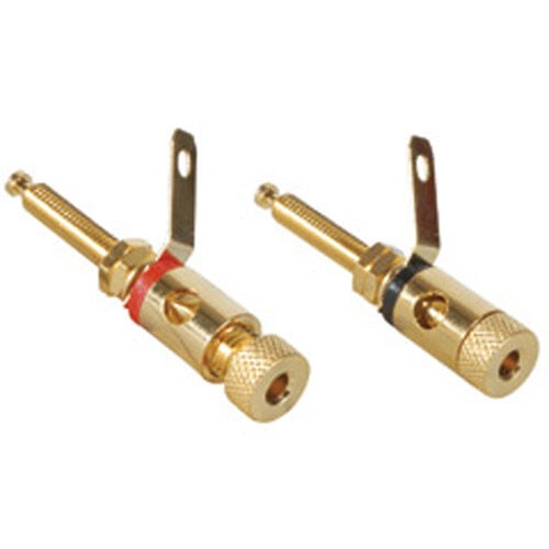 Gold Binding Post Banana Jack Pair Extra Long Shaft with Solder Tabs