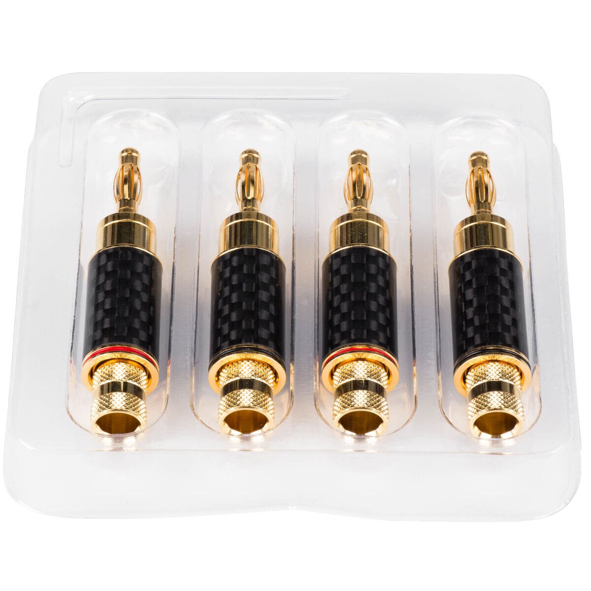 Nine Tine Banana Plug with Dual Set Screws and Carbon Fiber Shell 2 Pair