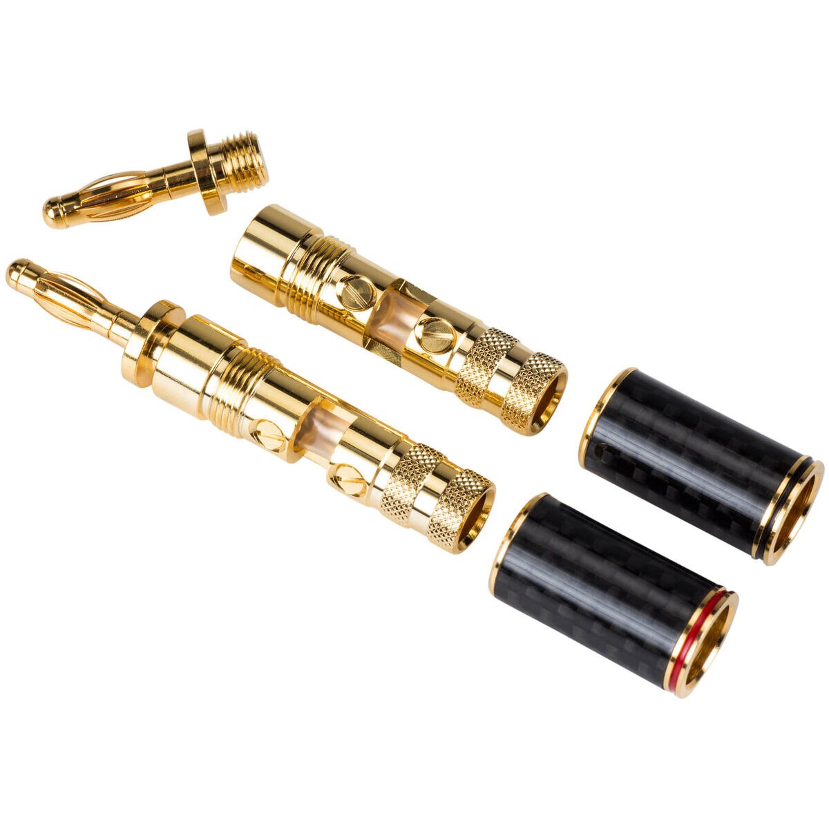 Nine Tine Banana Plug with Dual Set Screws and Carbon Fiber Shell 2 Pair