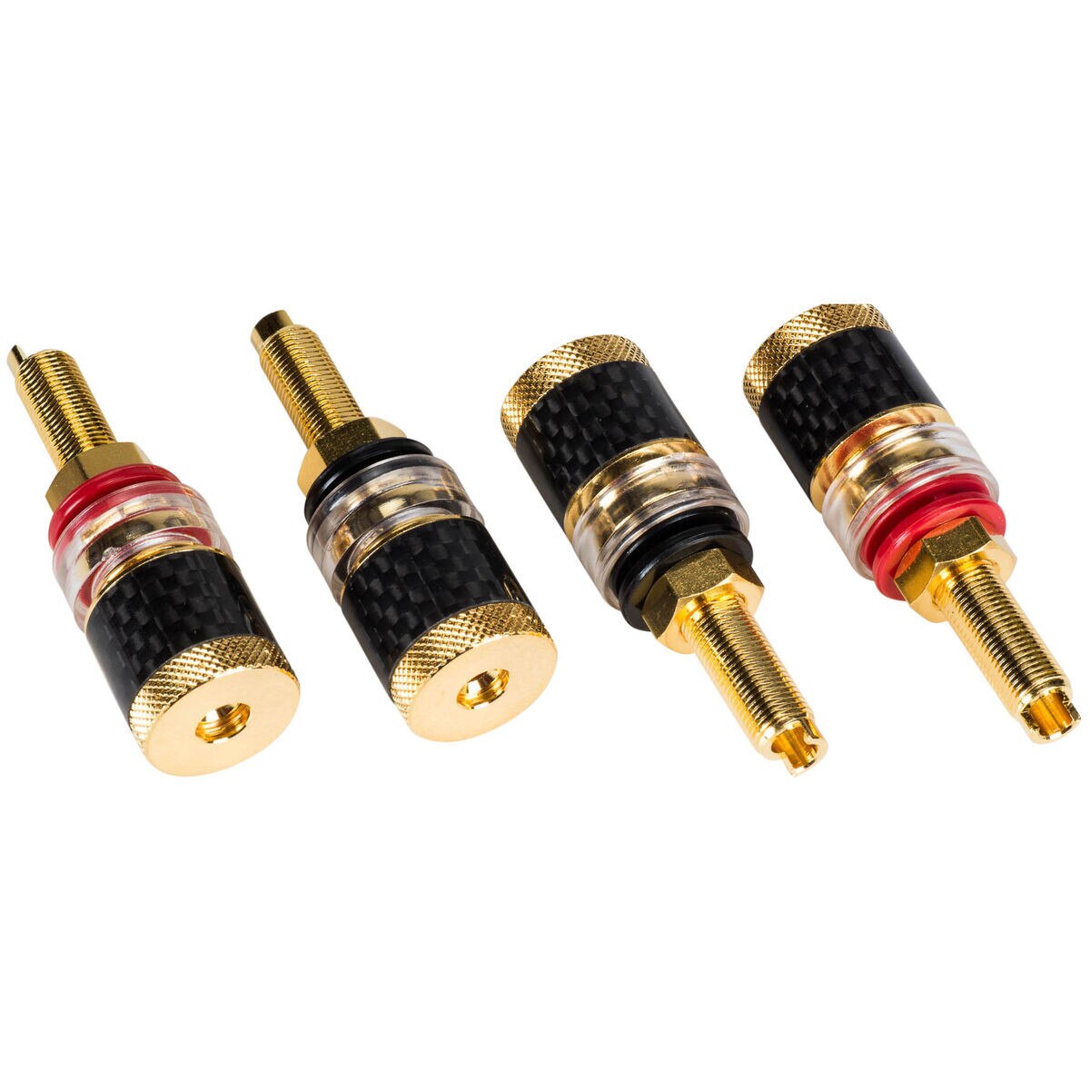 Carbon Fiber-Wrapped Gold-Plated Five-Way Binding Post Banana Jacks Two ...