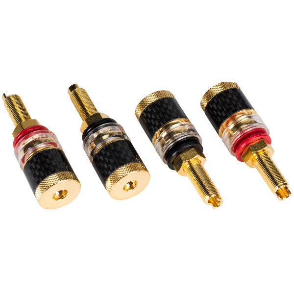 Carbon Fiber-Wrapped Gold-Plated Five-Way Binding Post Banana Jacks Two ...