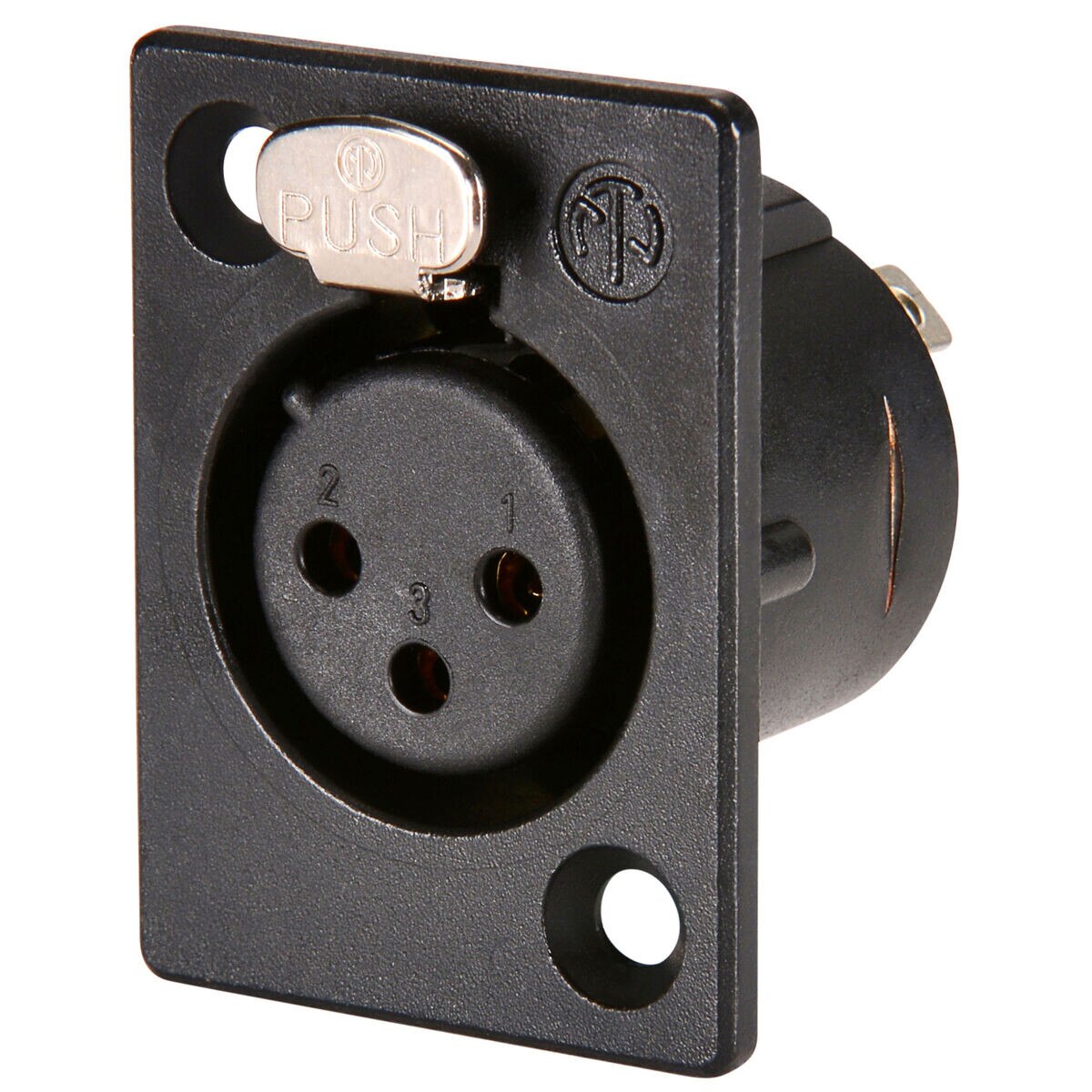 Neutrik NC3FP-B-1 Panel Mount XLR Connector Female Black Gold Contacts