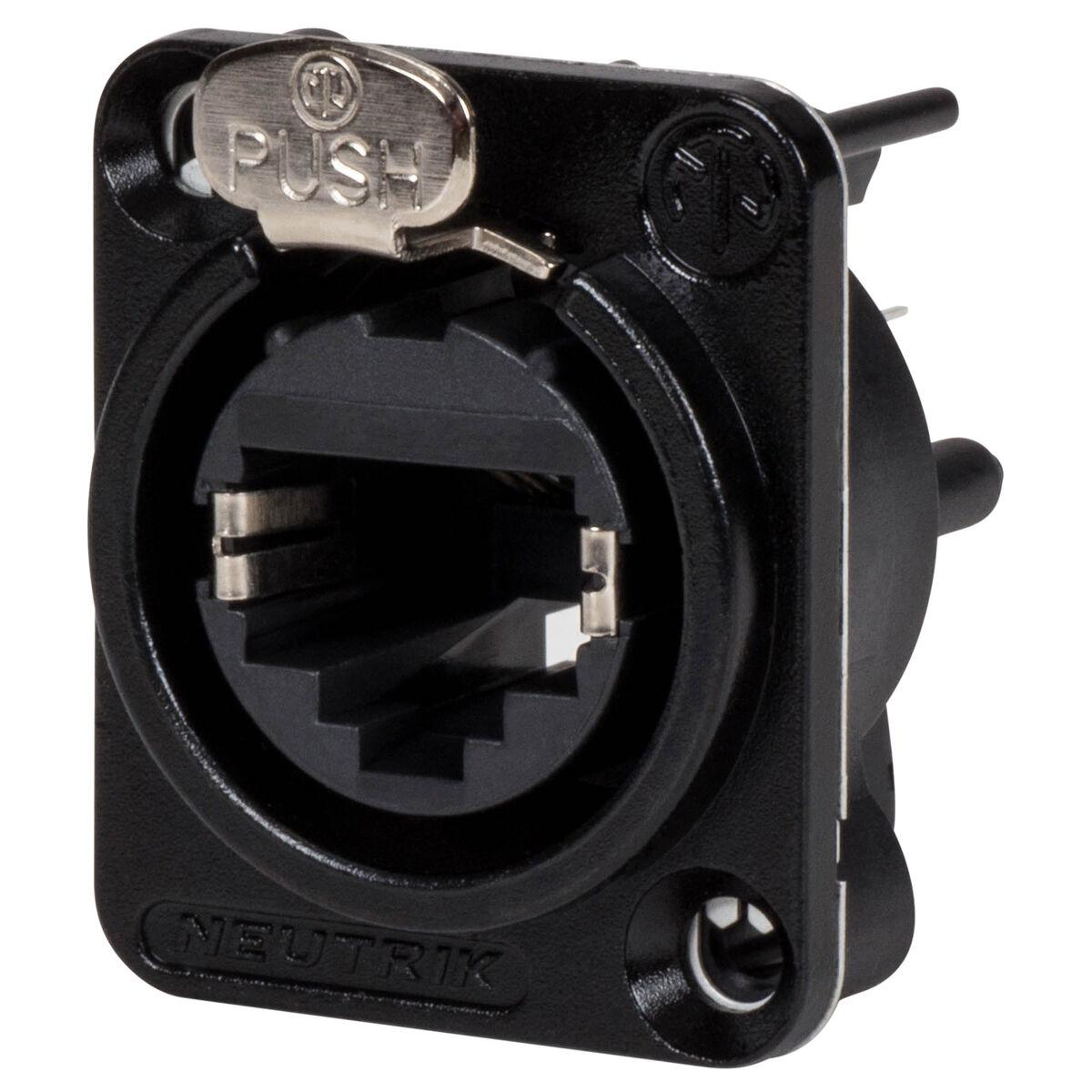 Neutrik NE8FDV-B etherCON RJ45 Connector Vertical PCB Mount - Black