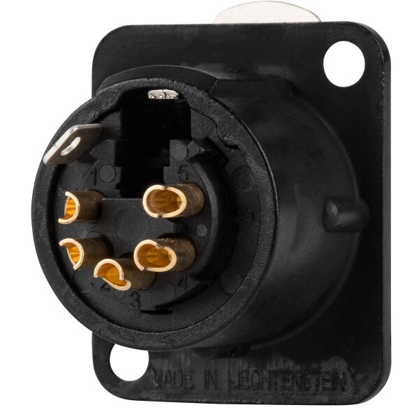 Neutrik NC5FD-L-B-1 5 Pin XLR DMX Female Panel Mount D Series Black