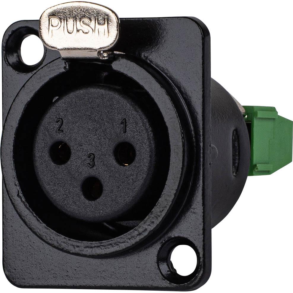 Female XLR to 3-Way Phoenix Connector D Mount