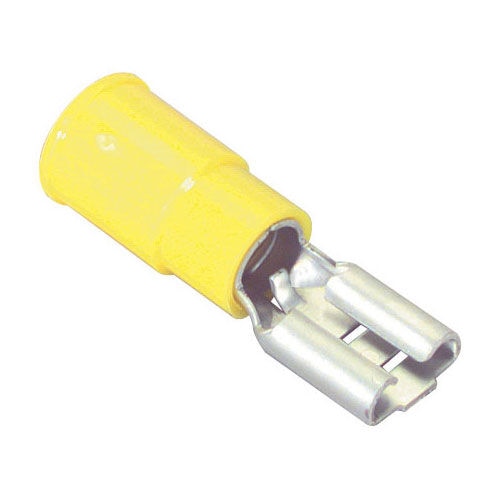 1/4" (12-10) Female Disconnect Crimp Terminal Yellow 50 Pcs.
