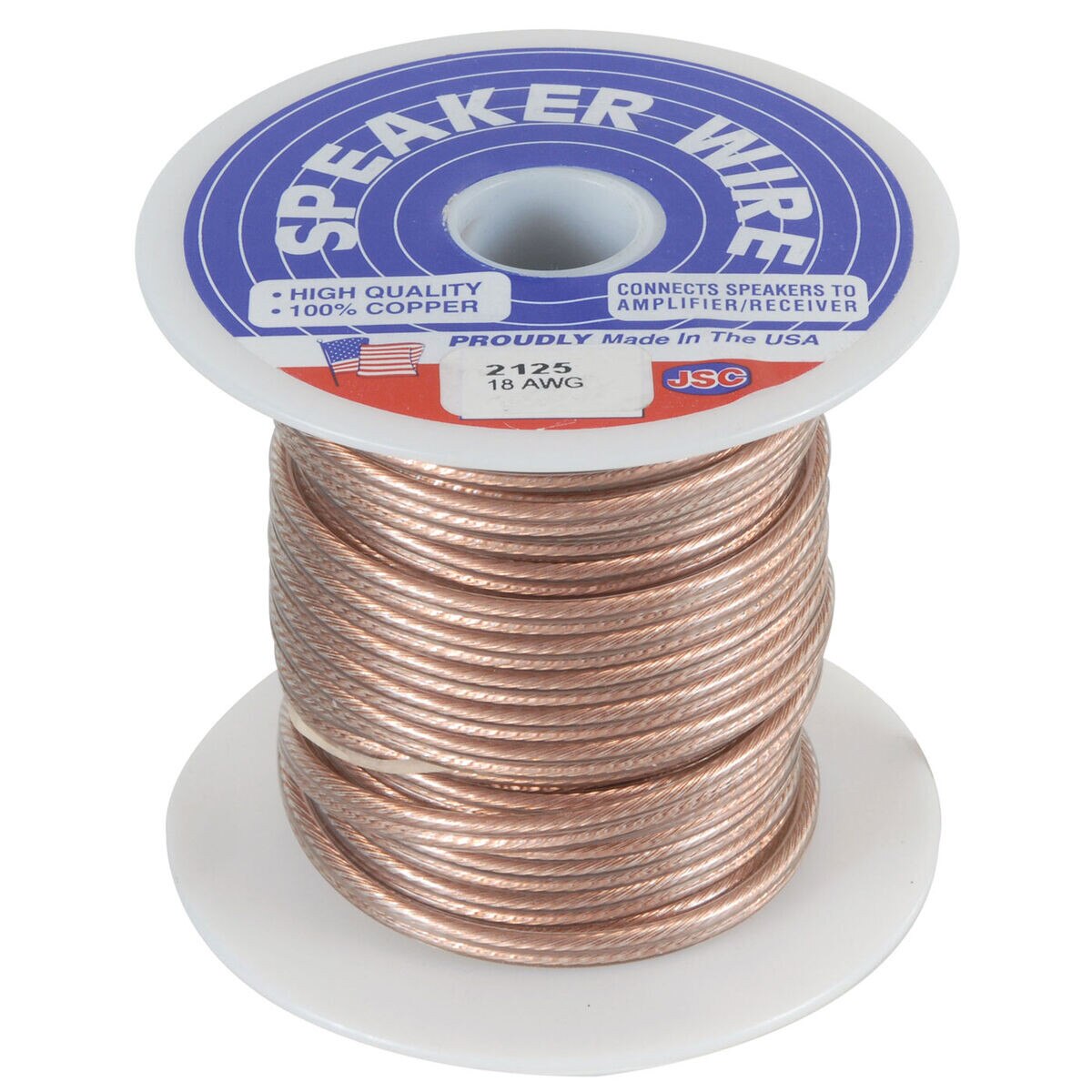 JSC Wire Speaker Wire Cable 18 AWG Clear 500 ft. USA