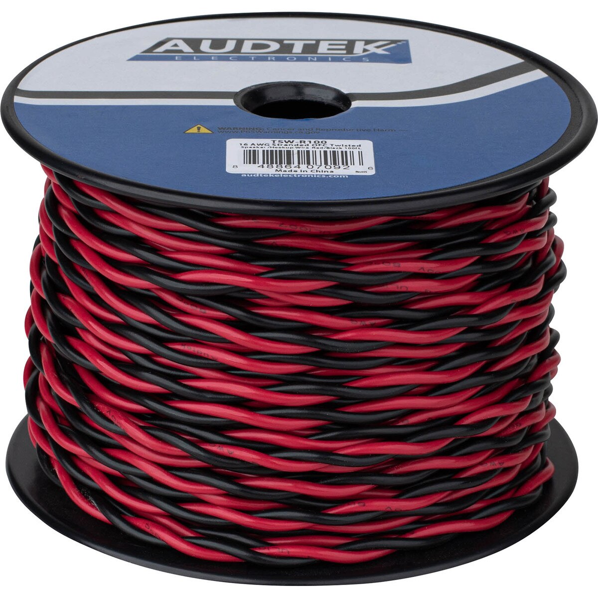 Audtek 16 AWG Stranded OFC Twisted Pair Speaker Cabinet Hookup Wire Red ...