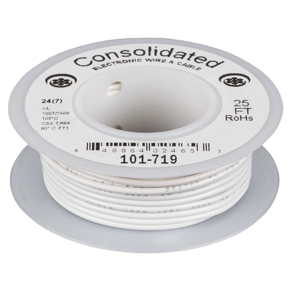 Consolidated Stranded 24 AWG Hook-Up Wire 25 ft. White UL Rated