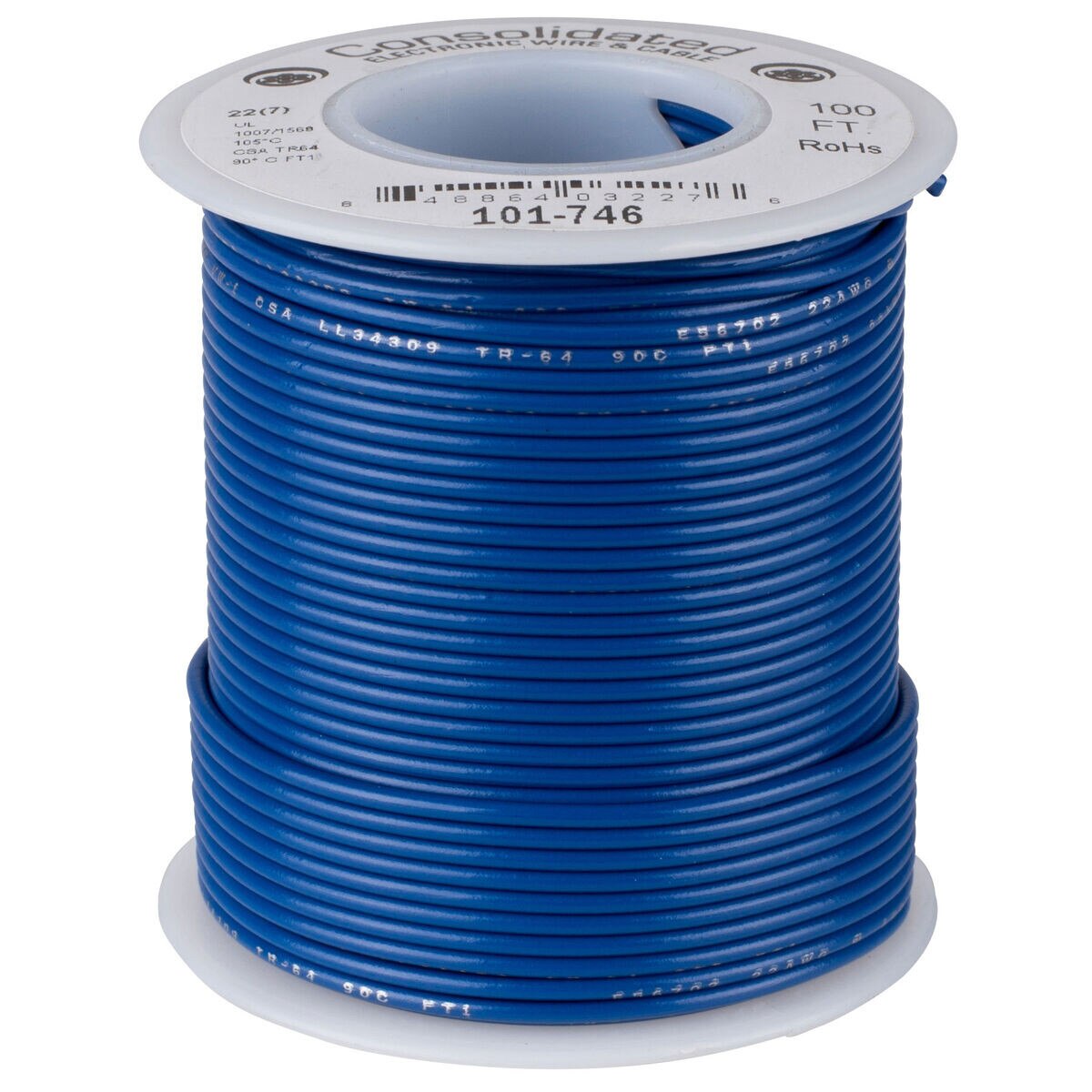 Consolidated 22 AWG Blue Stranded Hook-Up Wire 100 ft.