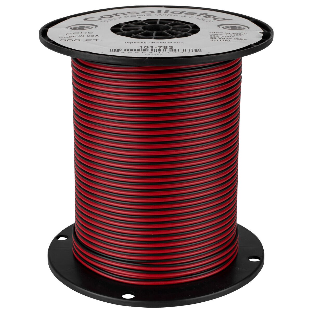 Consolidated 18 AWG 2-conductor Power Speaker Wire 500 ft. (Red/Black)