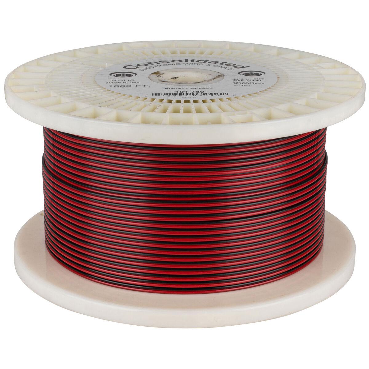Consolidated 16 AWG 2-conductor Power Speaker Wire 1,000 ft. (Red/Black)