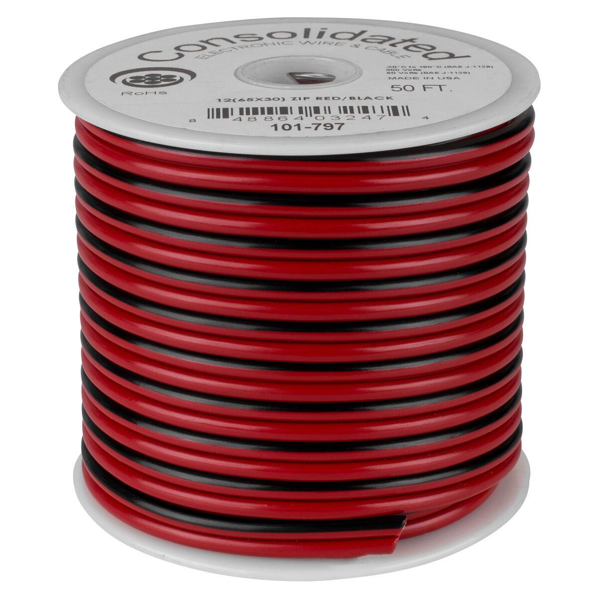 Consolidated 12 AWG 2-conductor Power Speaker Wire 50 ft. (Red/Black)