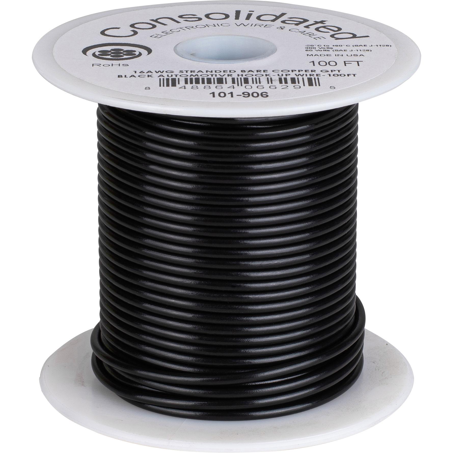 Consolidated 16 AWG Stranded Copper GPT Black Automotive Hook-Up ...