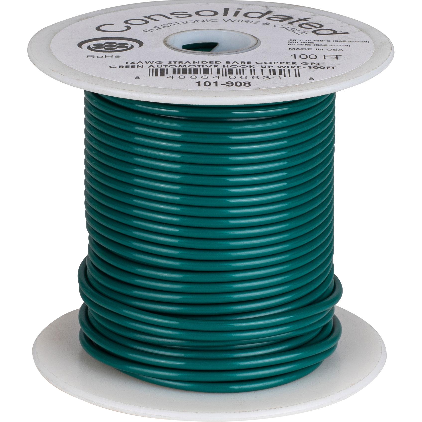 Consolidated 16 AWG Stranded Copper GPT Green Automotive Hook-Up ...