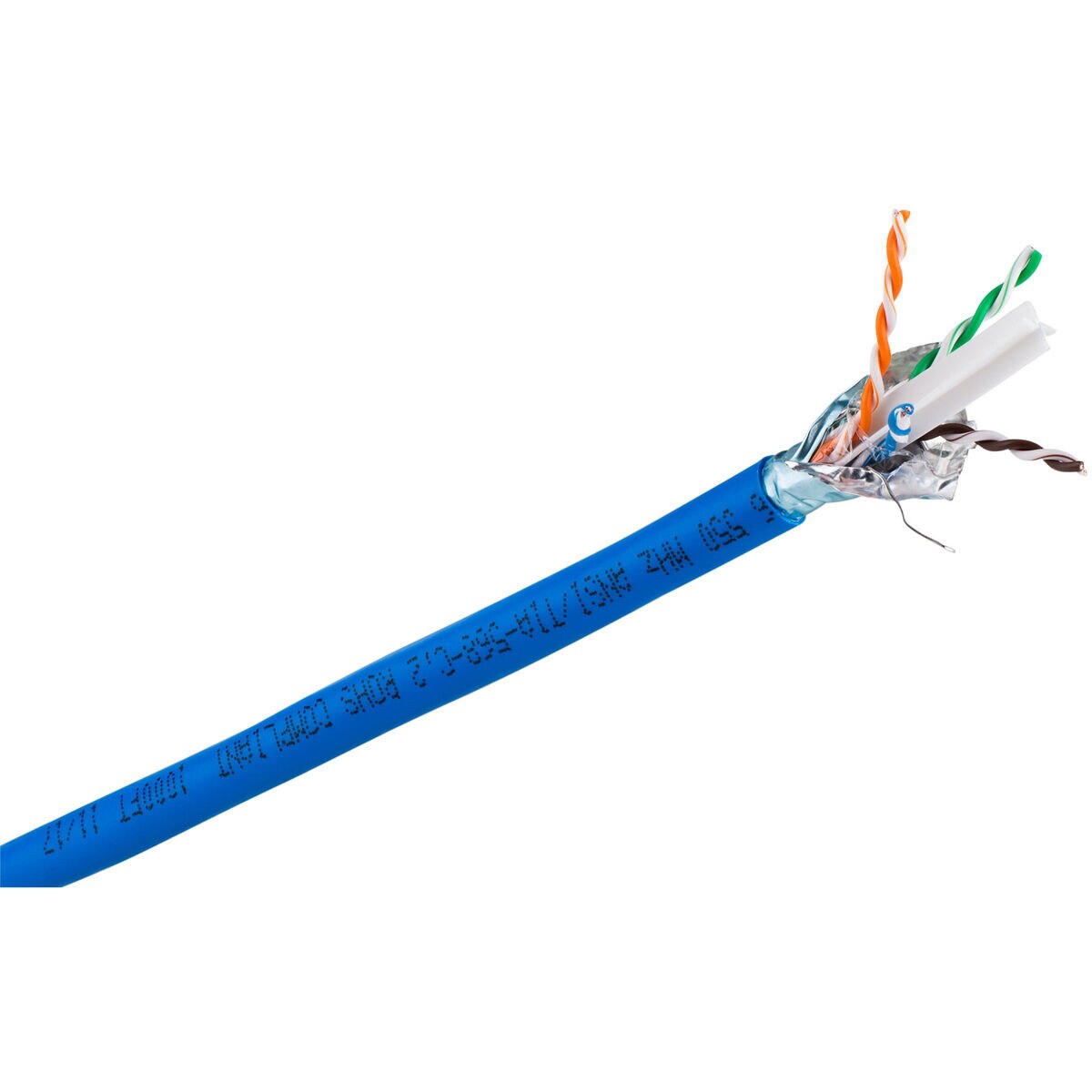 CAT 6 23 AWG CMR 550 MHz Shielded F/UTP Solid Bare Copper Cable Blue ...
