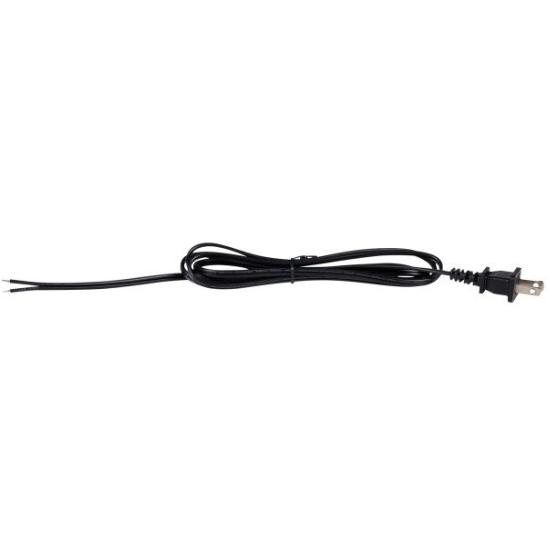 AC Power Cord NEMA 1-15P to Unterminated 18 AWG 2C SPT-1 Black 6 ft.