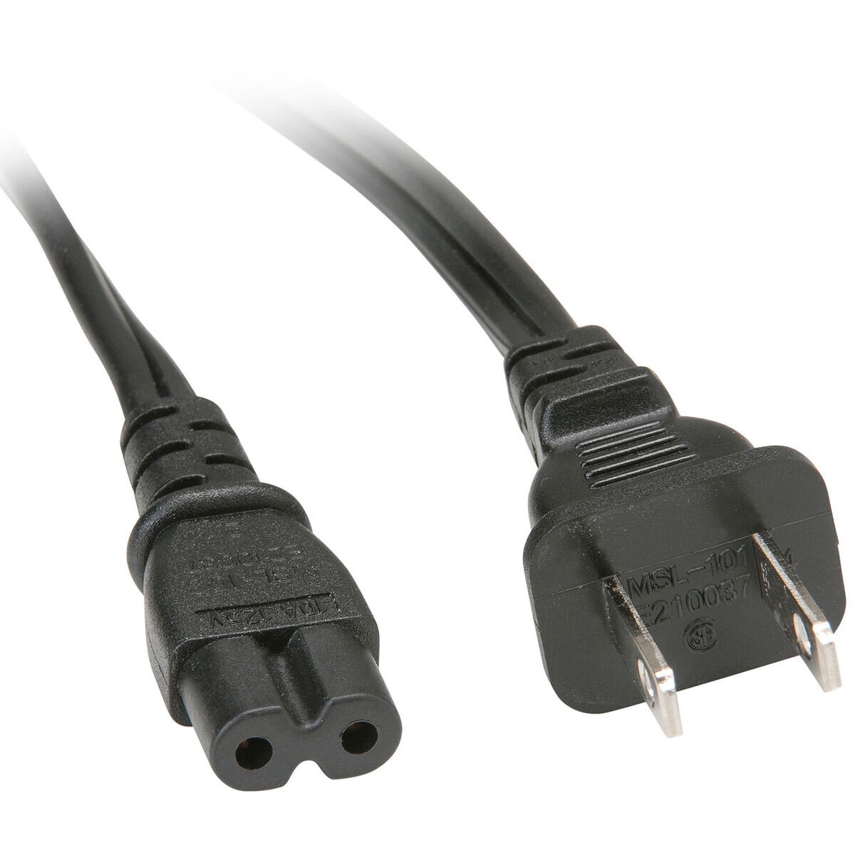 AC Power Cord NEMA 1-15P to IEC-60320-C7 18 AWG 2C 7A SPT-2 125V Black ...