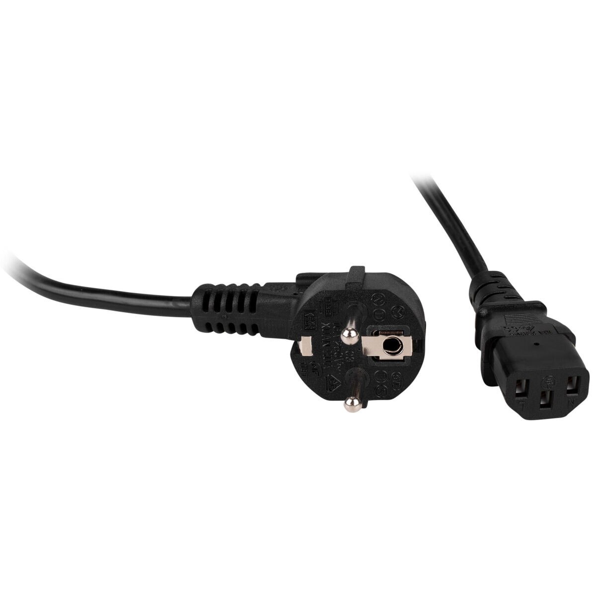 AC Power Cord Right Angle CEE 7/7 to IEC-320-C13 10A Black 15 ft.