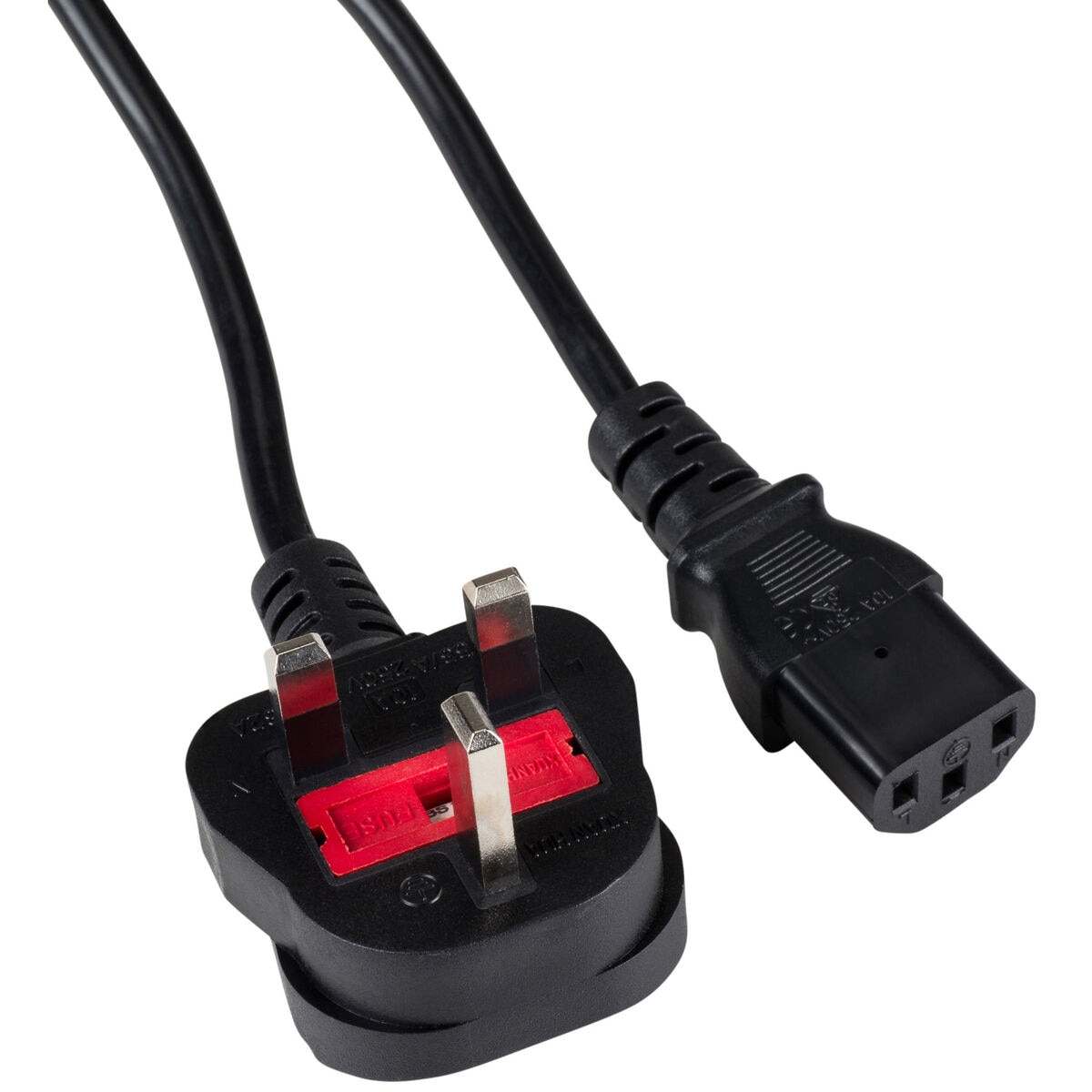 BS 1363 UK 3-Pole Plug to C13 Polarized IEC 6 ft. Power Cord Fused 10A 18/3