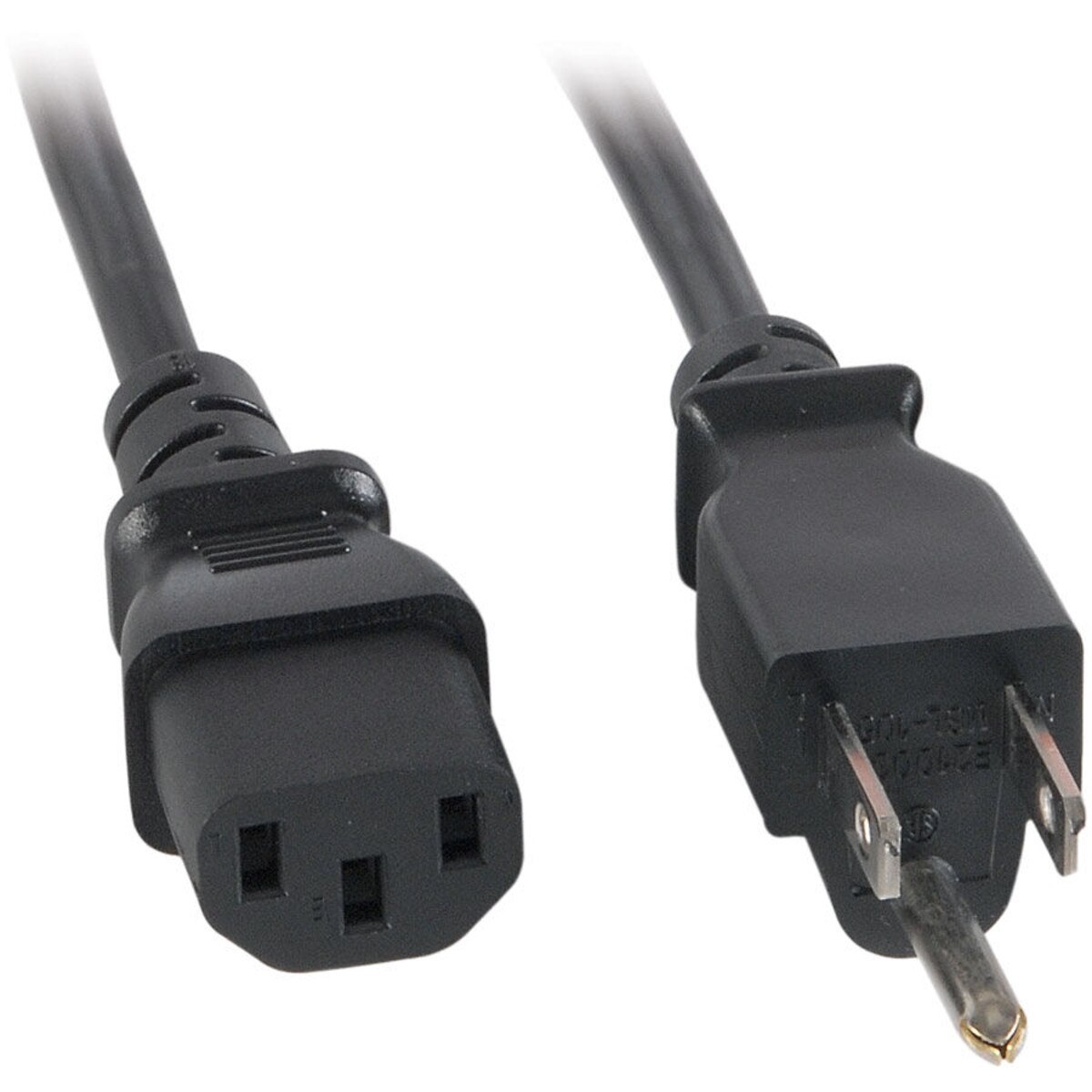 AC Power Cord NEMA 5-15P to IEC-60320-C13 18 AWG 3C 10A SJT 125V Black 6 ft.
