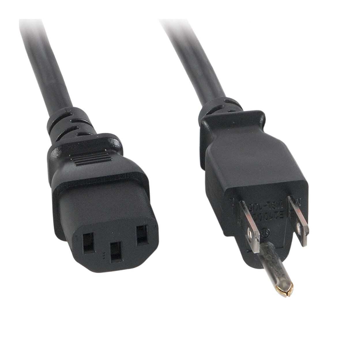 AC Power Cord NEMA 5-15P to IEC-60320-C13 14 AWG 3C 15A SJT Black 10 ft.