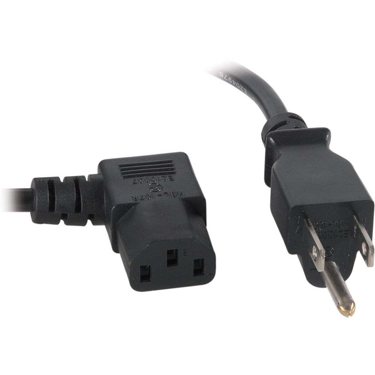 AC Power Cord Right Angle NEMA 5-15P to IEC-60320-C13 18 AWG 3C 10A SVT ...