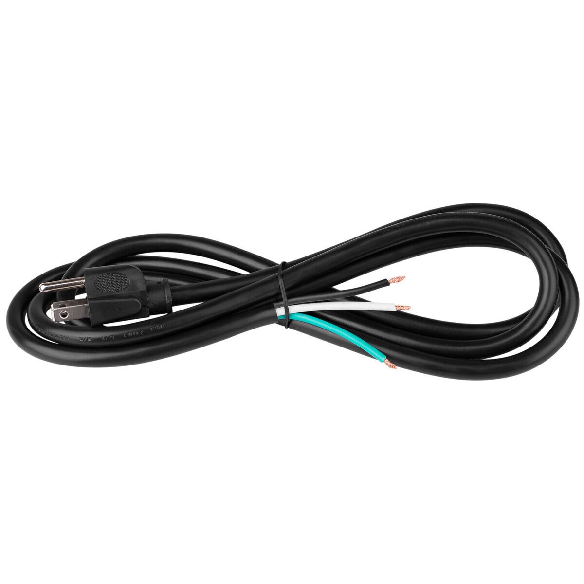 AC Power Cord NEMA 5-15P to Unterminated 14 AWG 3C SJT 300V Black 6 ft.