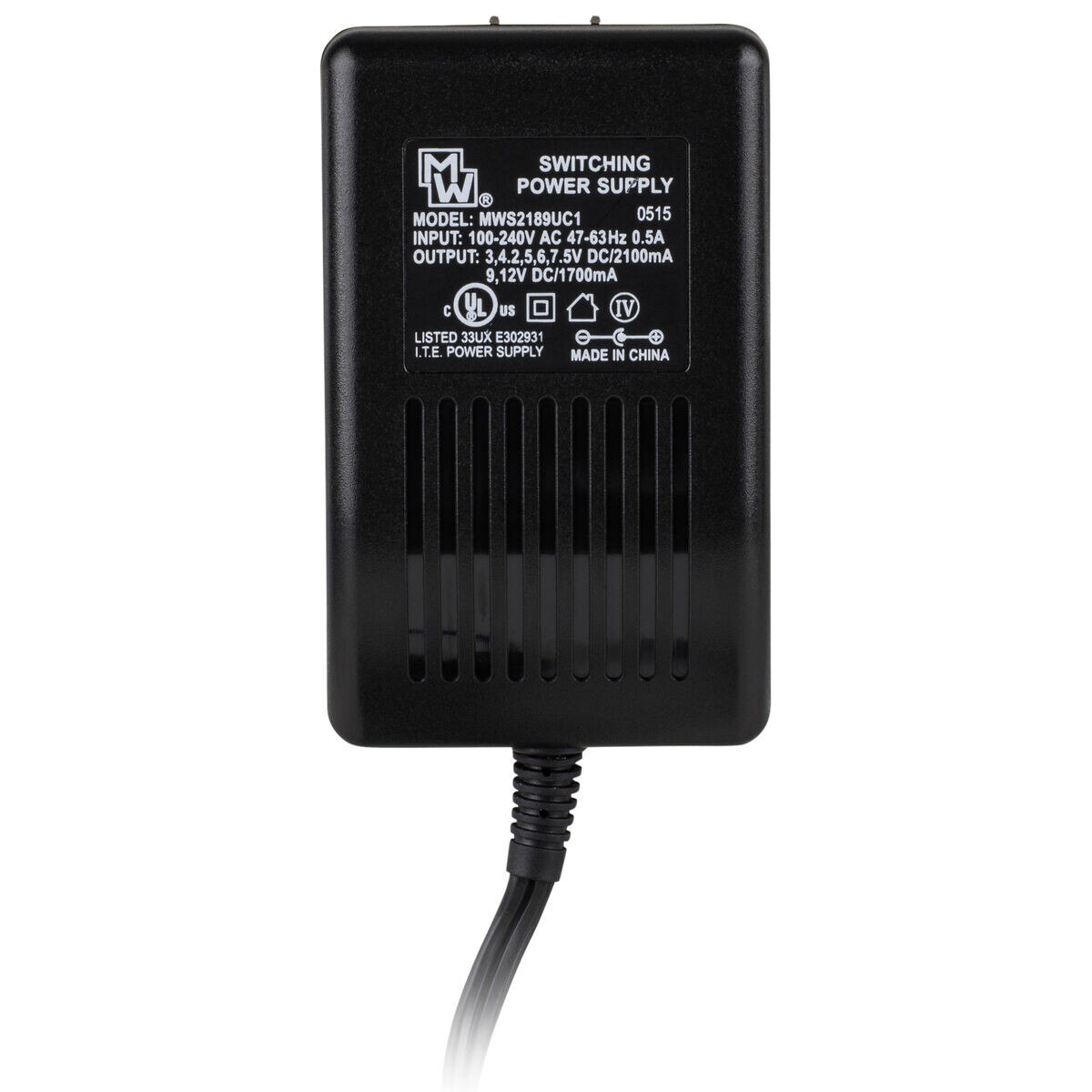 Universal AC to DC Switching Power Supply 3-7.5V 2100mA - 9V & 12V 1700mA