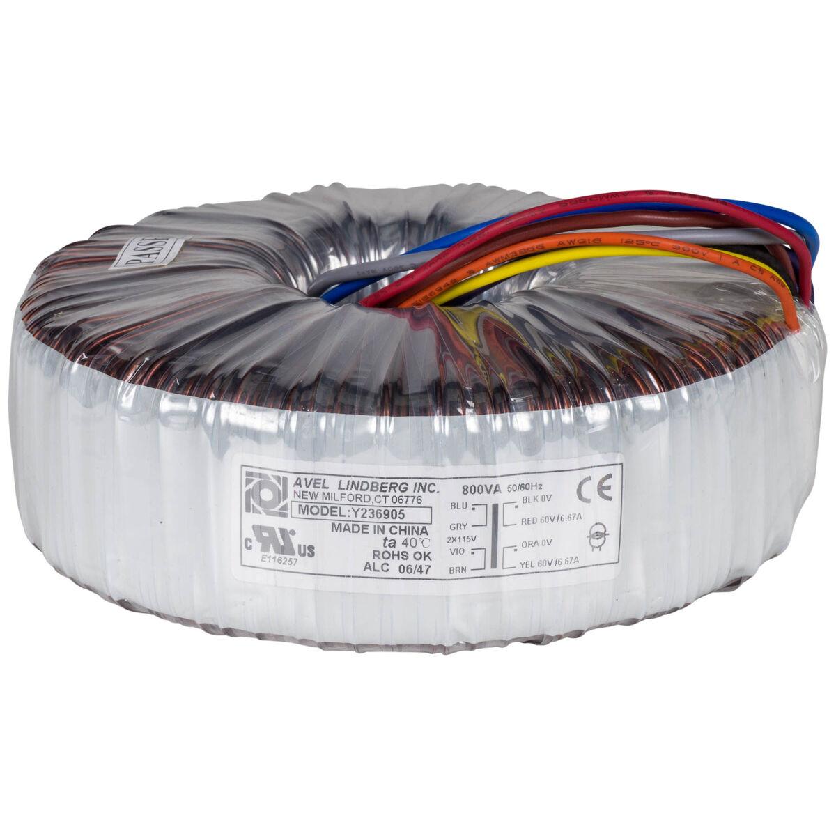 Avel Lindberg Y236905 800VA 60V+60V Toroidal Transformer