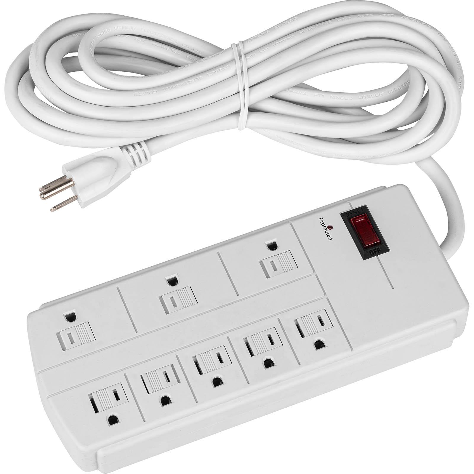 8-Outlet White Power Strip with Surge Protection and EMI/RFI Filter 12 ...