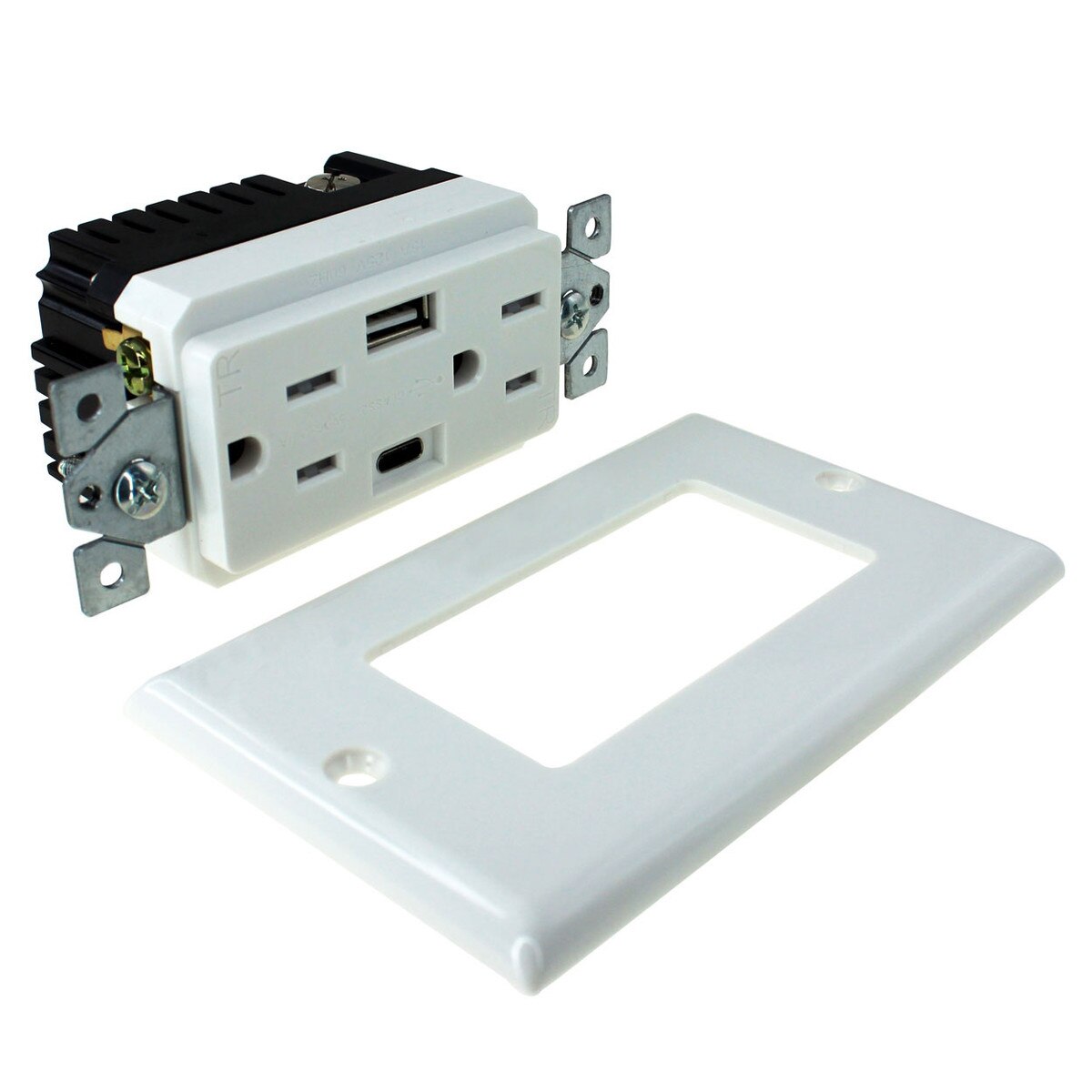 AC Wall Outlet Replacement with USB-A and USB-C 2.1A Charging Ports